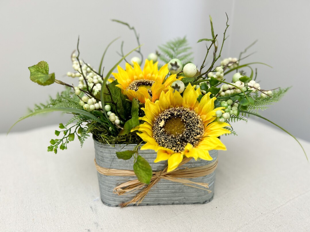 Small Sunflower Centerpiece, Artificial Sunflower Arrangement, Summer ...