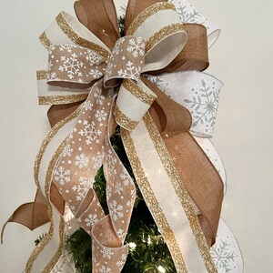 Christmas Tree Topper, Gold White Christmas Tree Topper, Tree Topper ...