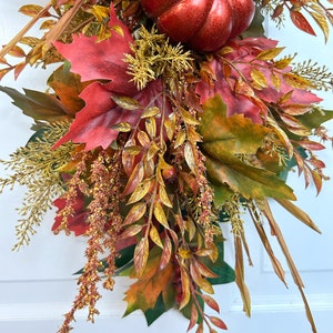 Fall Swag for Front Door, Fall Swag Wreath With Pumpkins, Fall Rustic ...