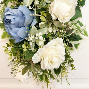 Everyday Blue Hydrangea Swag Wreath for Front Door, Hydrangea Twig Swag ...