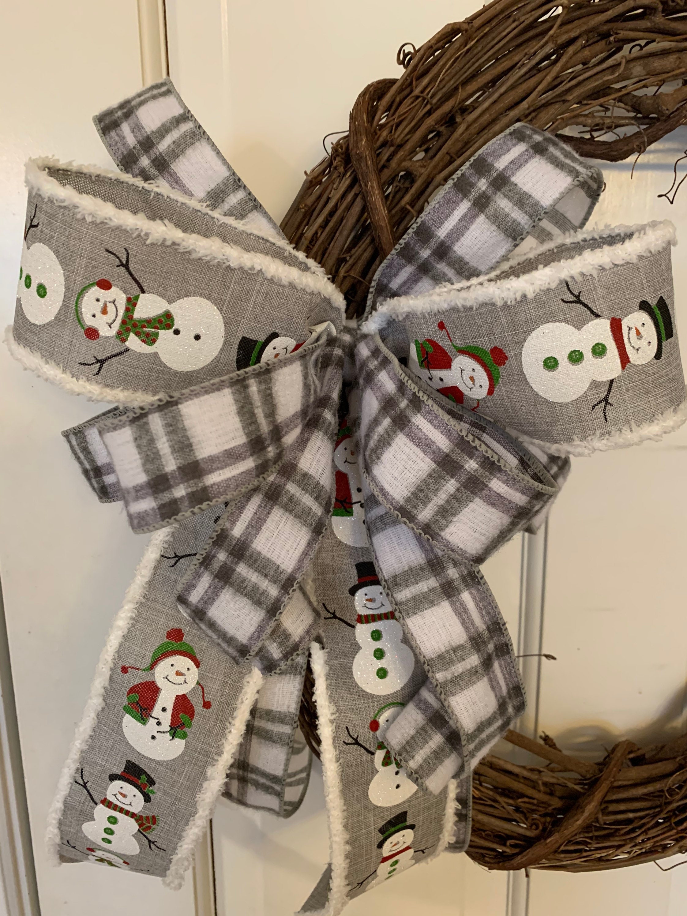 Winter Snowman Bow for Wreath or Lantern Snowman Decor | Etsy