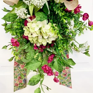 Everyday Hydrangea Swag Wreath for Front Door, Hydrangea Twig Swag ...