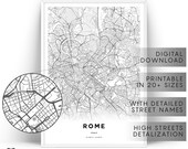Rome Map Print Map as Art Printable Map of Rome Wall Art - Etsy