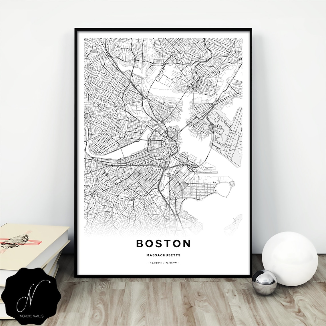 Boston Map Printable Wall Art Map as Art Boston City Map | Etsy