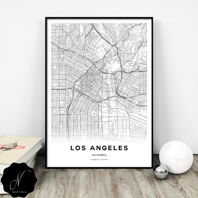 Los Angeles Printable Map LA City Map Print Los Angeles Map - Etsy