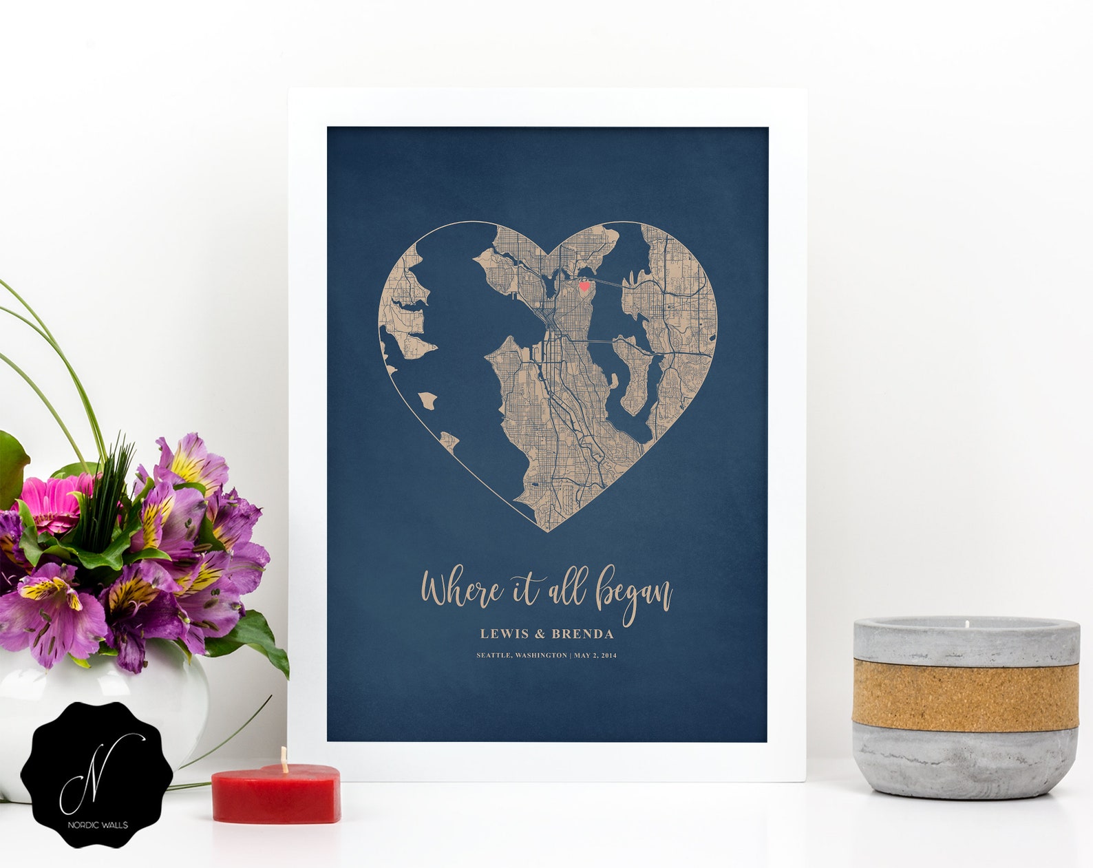 Where We Met Map Personalized Heart Map Digital Print, Where It All ...