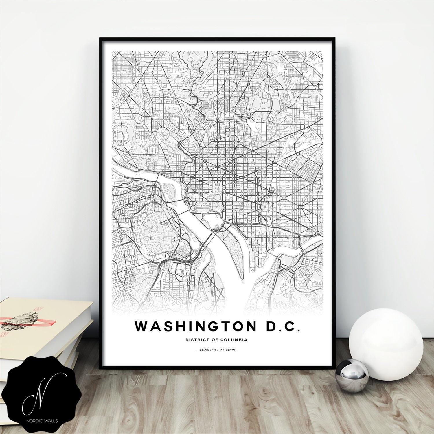 Washington DC Map Map Gifts Washington Map Printable Wall | Etsy