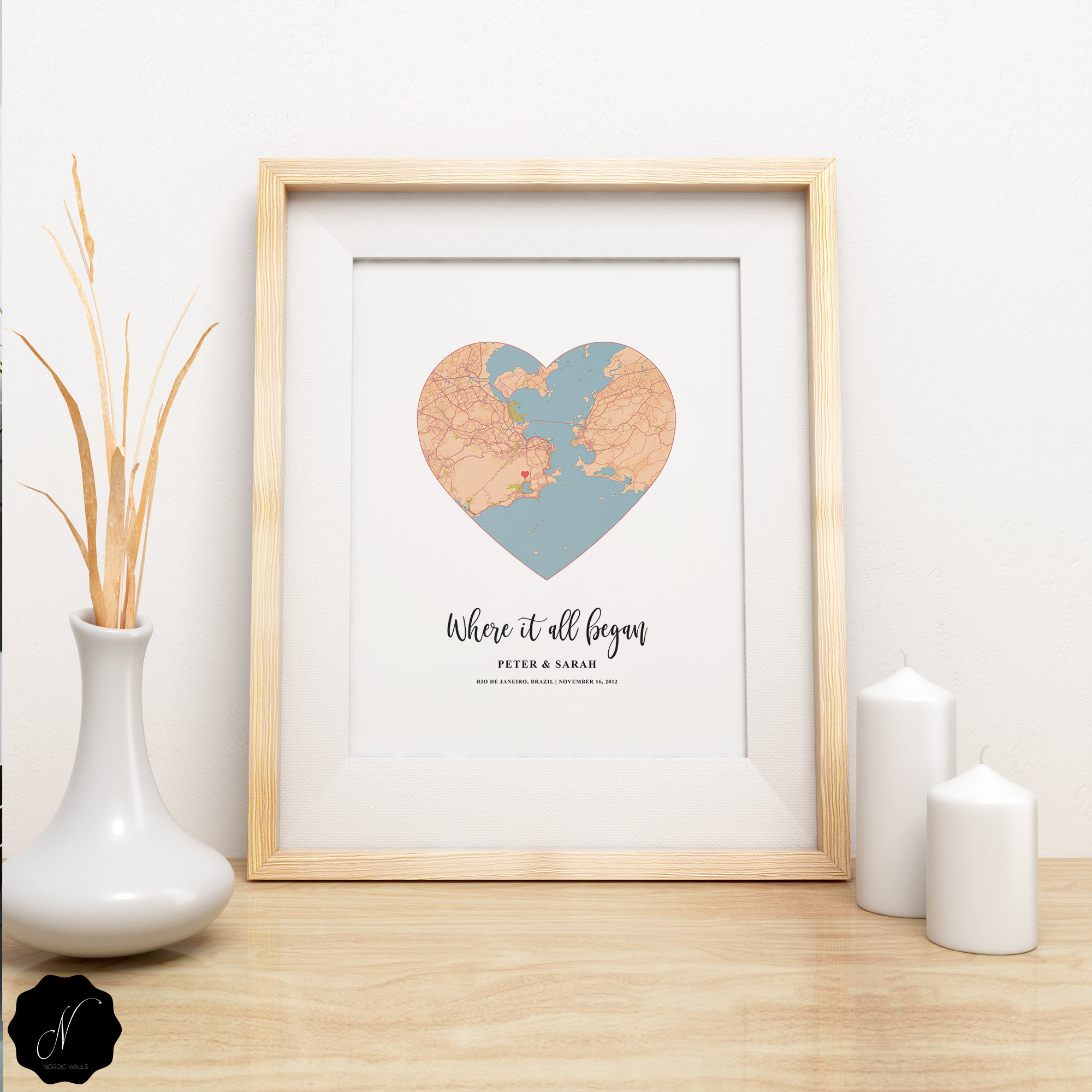 Our First Date Map Where We Met Map Heart Map Print Where It | Etsy