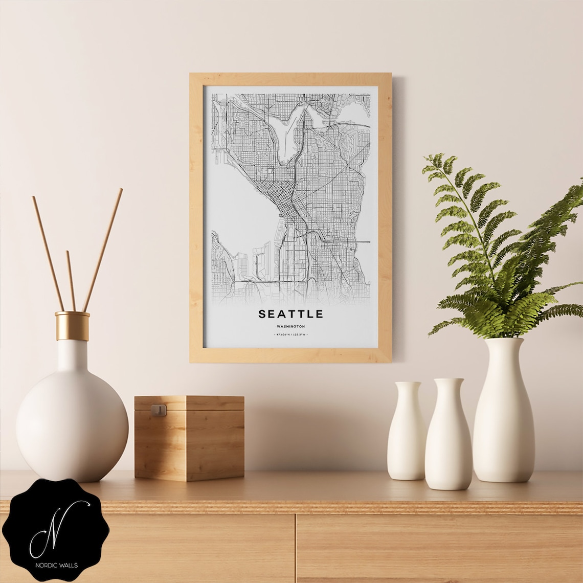 Seattle Map Print Map Gifts Printable Map of Settle Wall | Etsy