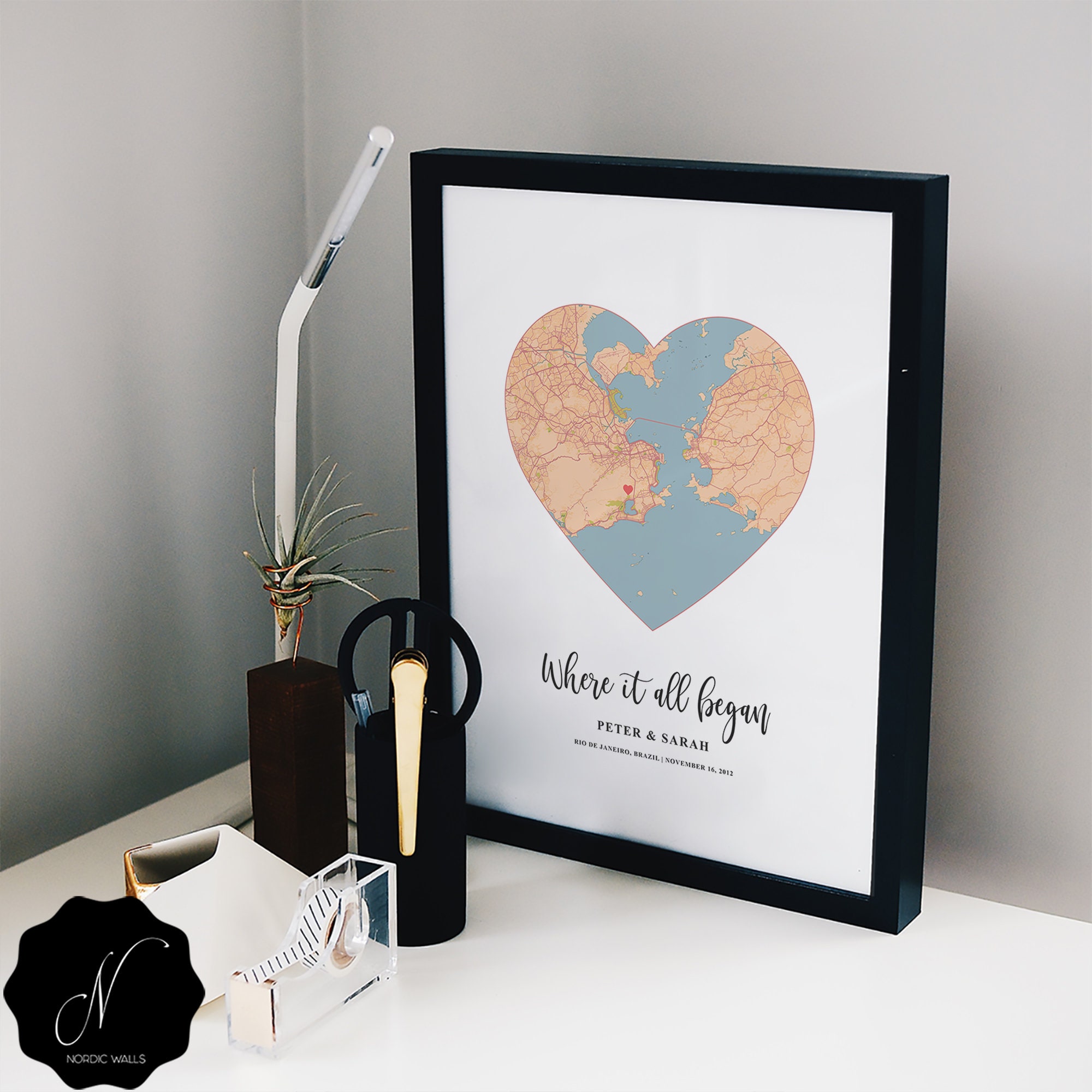 Our First Date Map Where We Met Map Heart Map Print Where It | Etsy