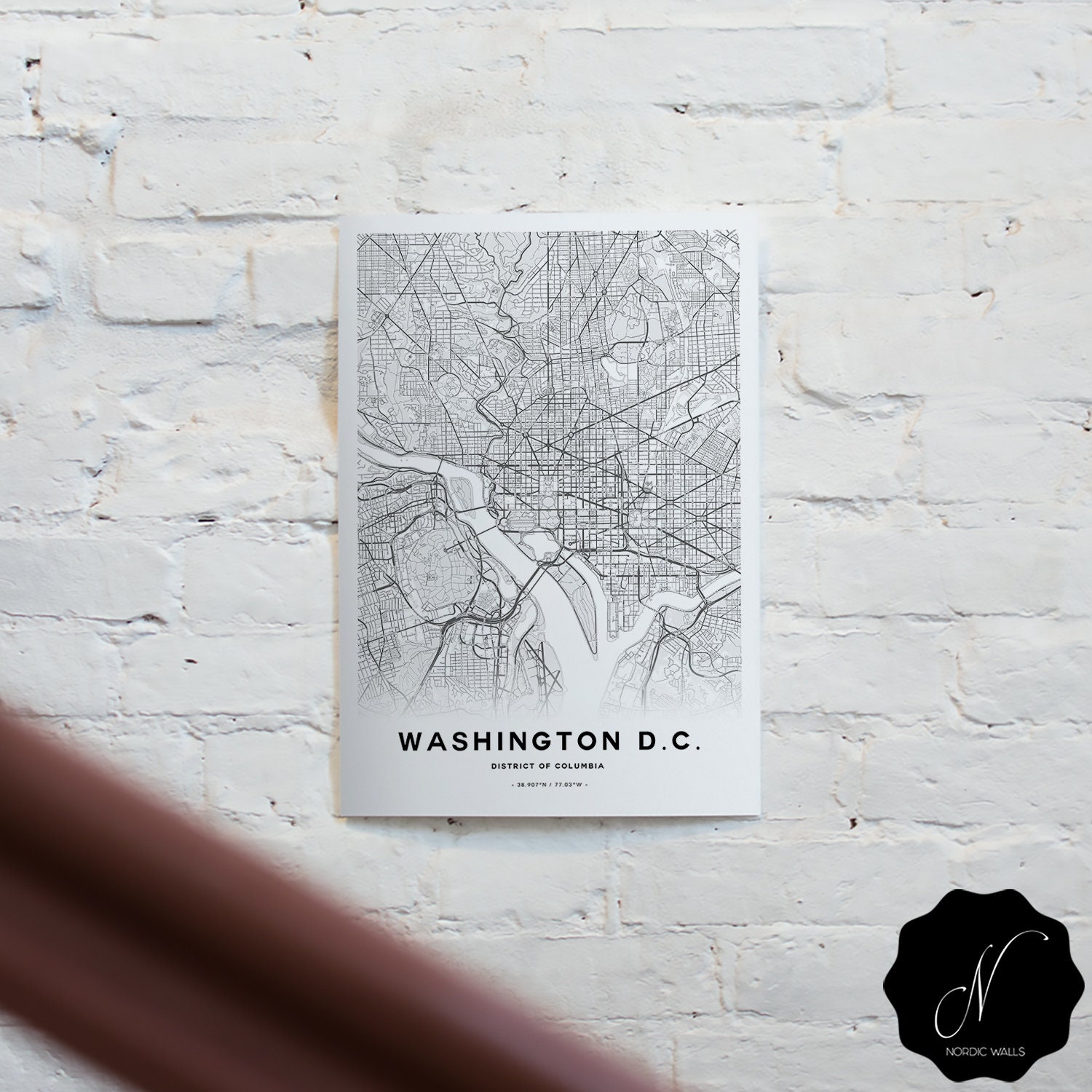 Washington DC Map Map Gifts Washington Map Printable Wall | Etsy