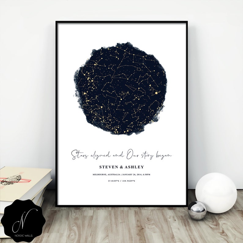 Realistic Star Map Art Star Map by Date Personalized Star - Etsy
