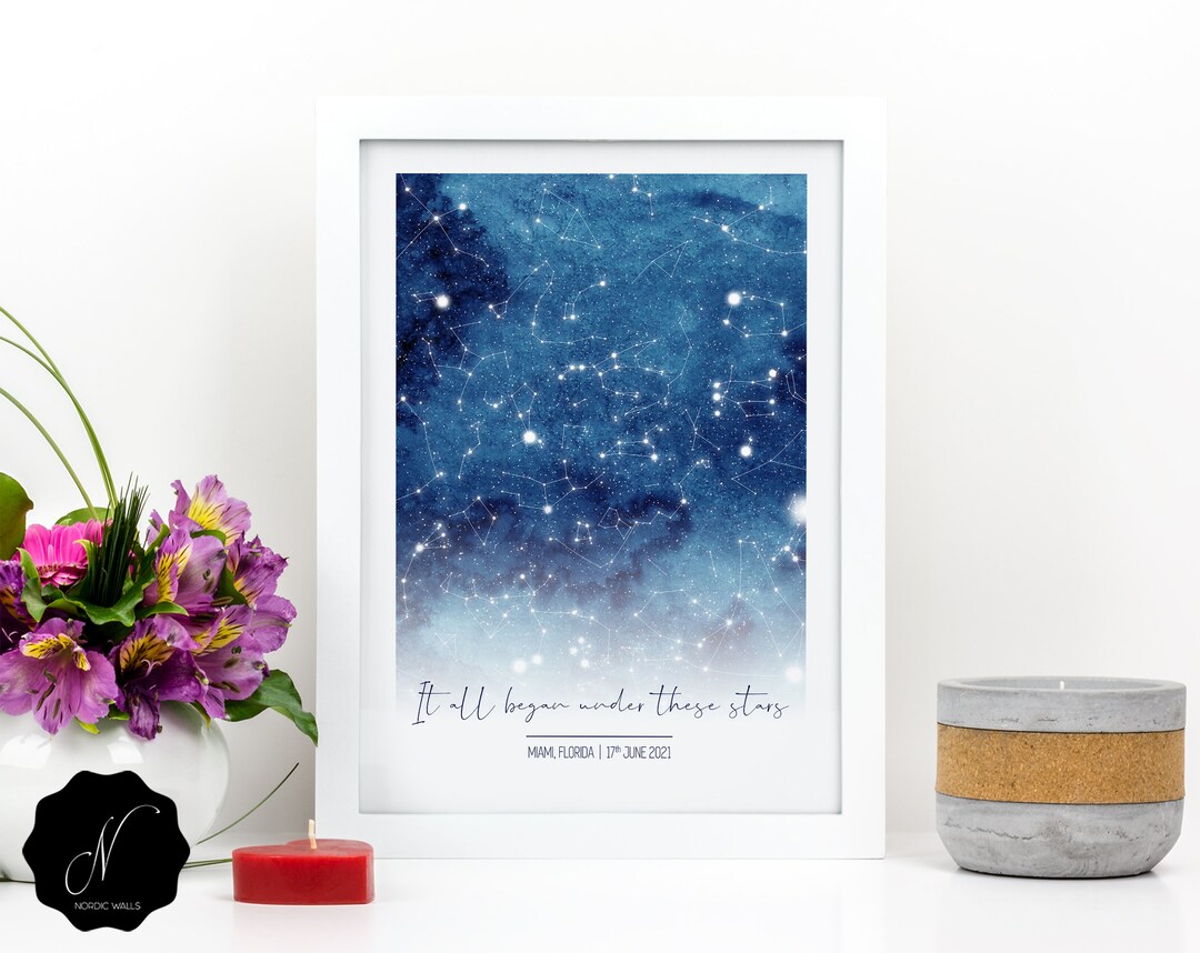 Anniversary Star Map by Date DIGITAL DOWNLOAD, Personalized Star Map ...