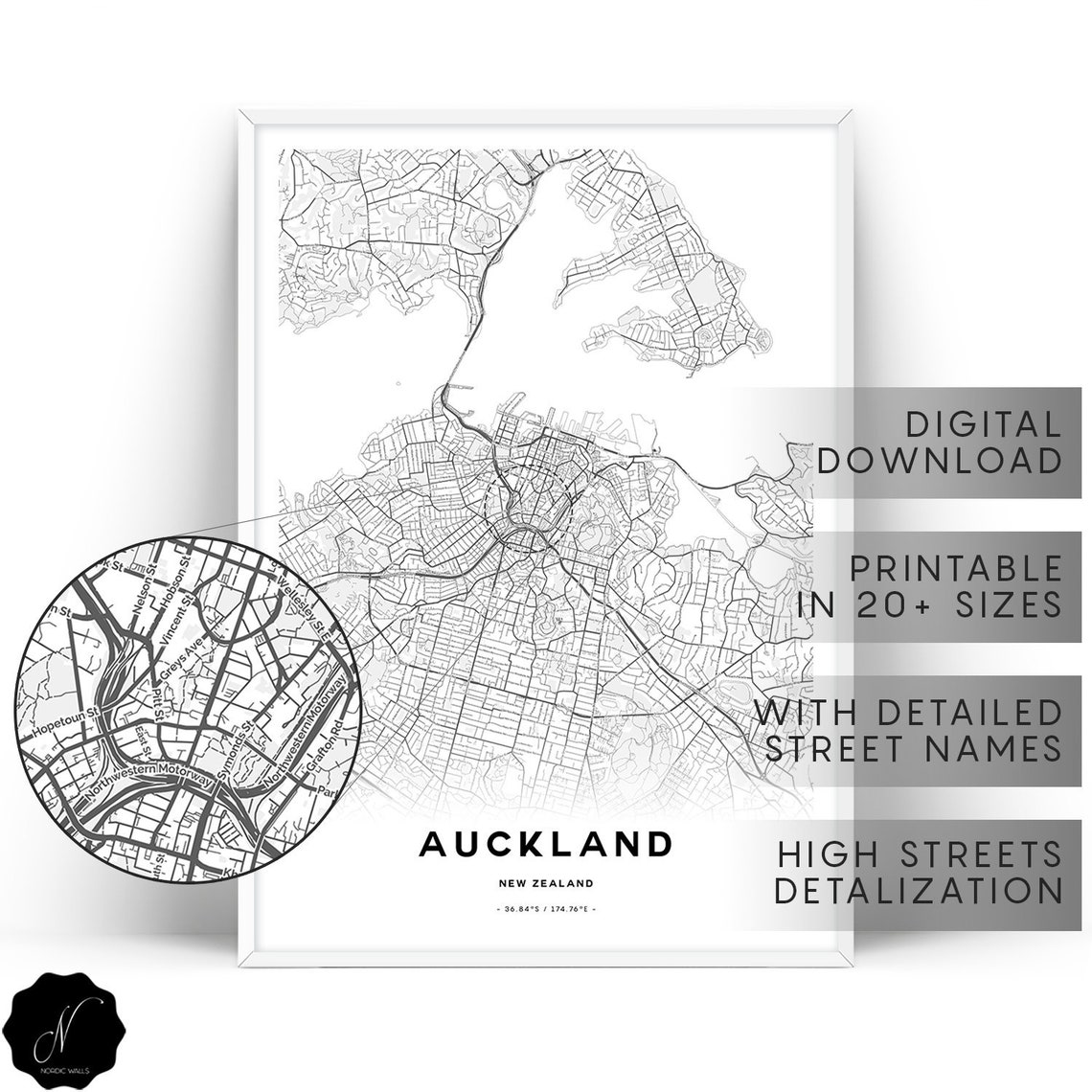 Auckland Map Print Auckland City Map Prints Map Gifts - Etsy