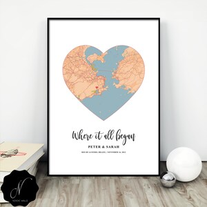 Our First Date Map, Where We Met Map Heart Map Print, Where It All ...