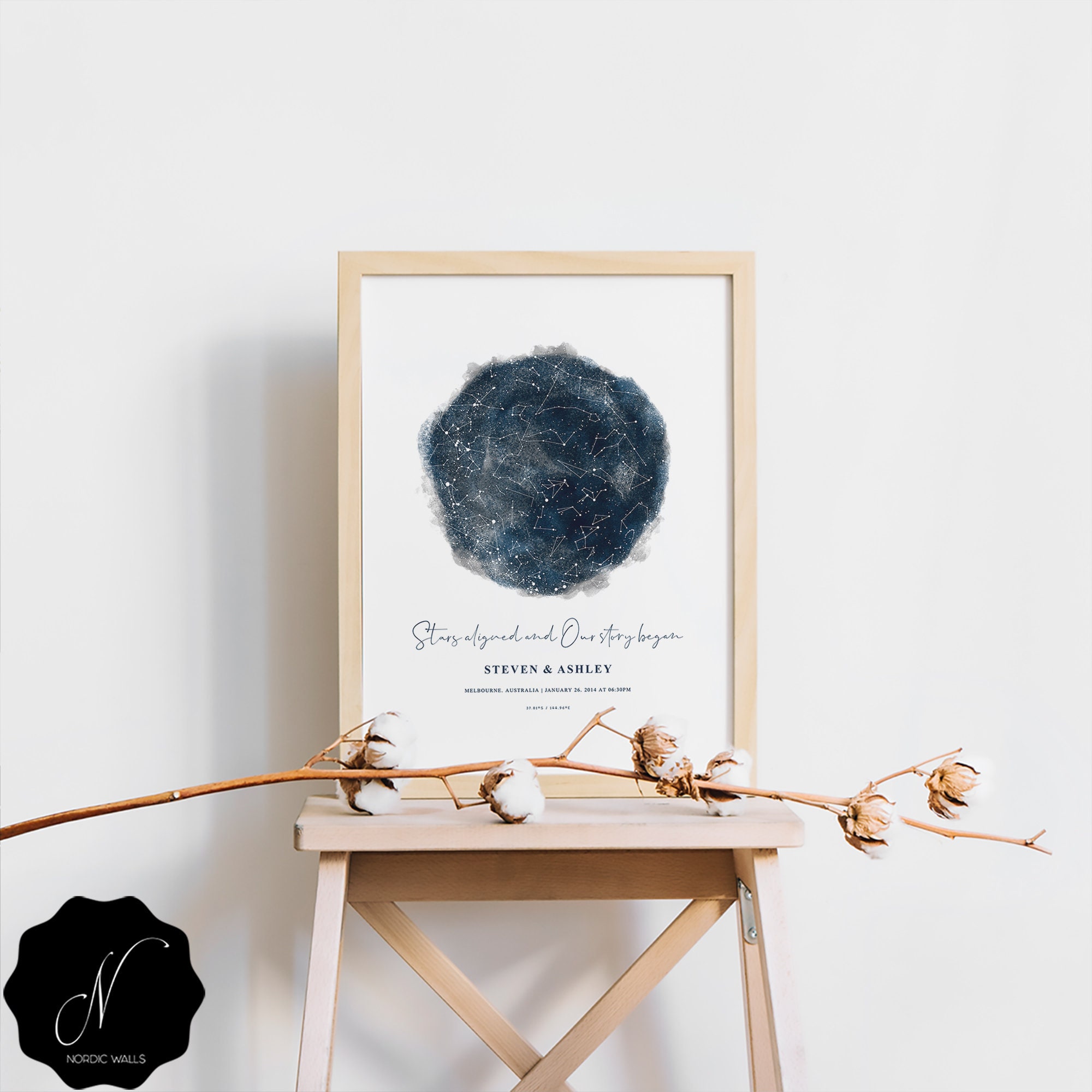 Constellation Map Art Star Map Art Stars On Wedding Night | Etsy