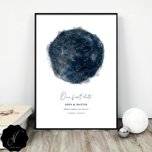 Our First Date Star Map Print, 1st Date Anniversary Gift, Night Sky ...