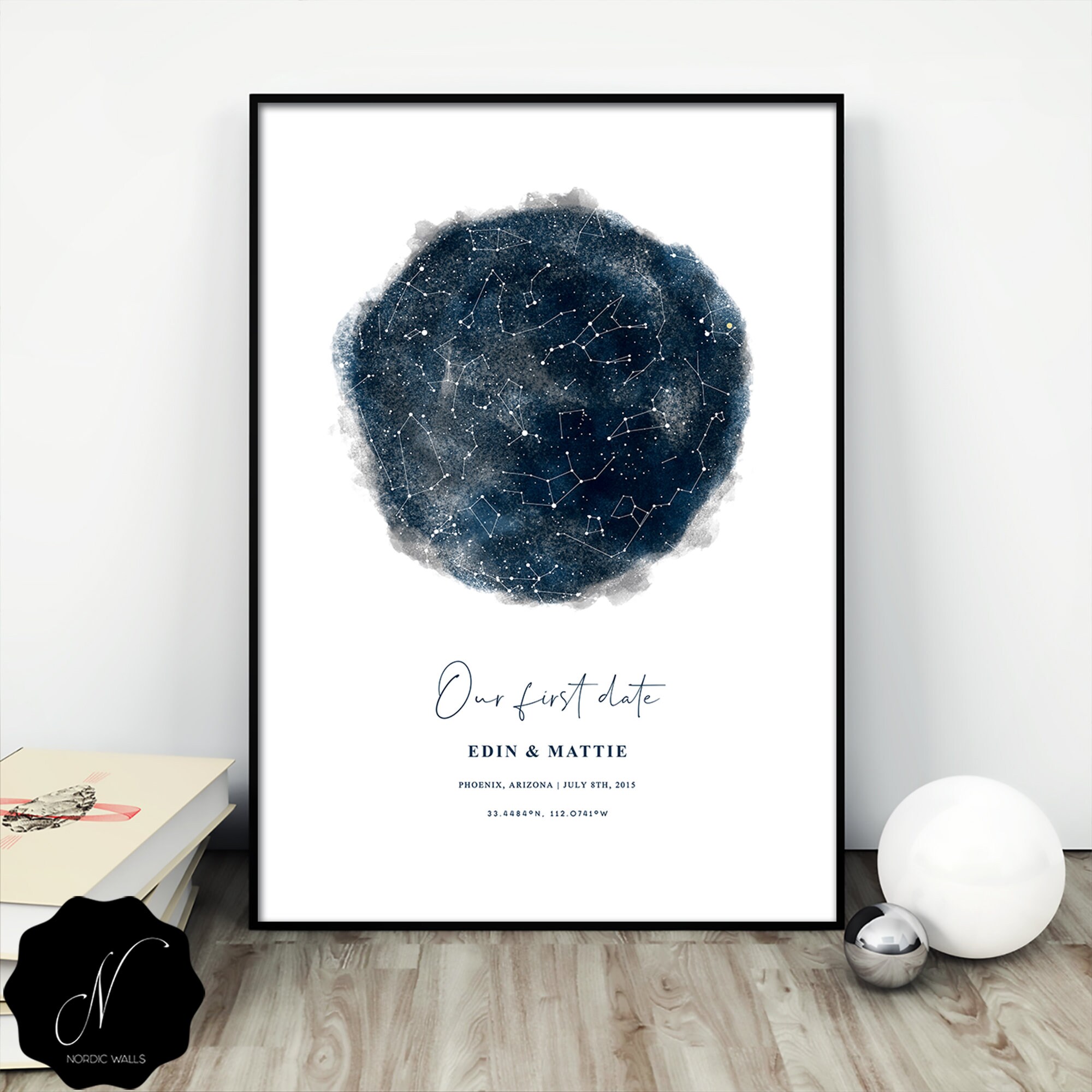Our First Date Star Map Print, 1st Date Anniversary Gift, Night Sky ...