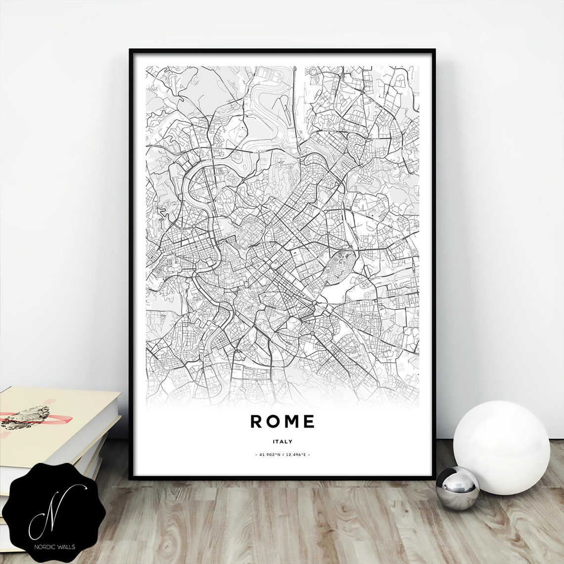 Rome Map Print Map as Art Printable Map of Rome Wall Art | Etsy