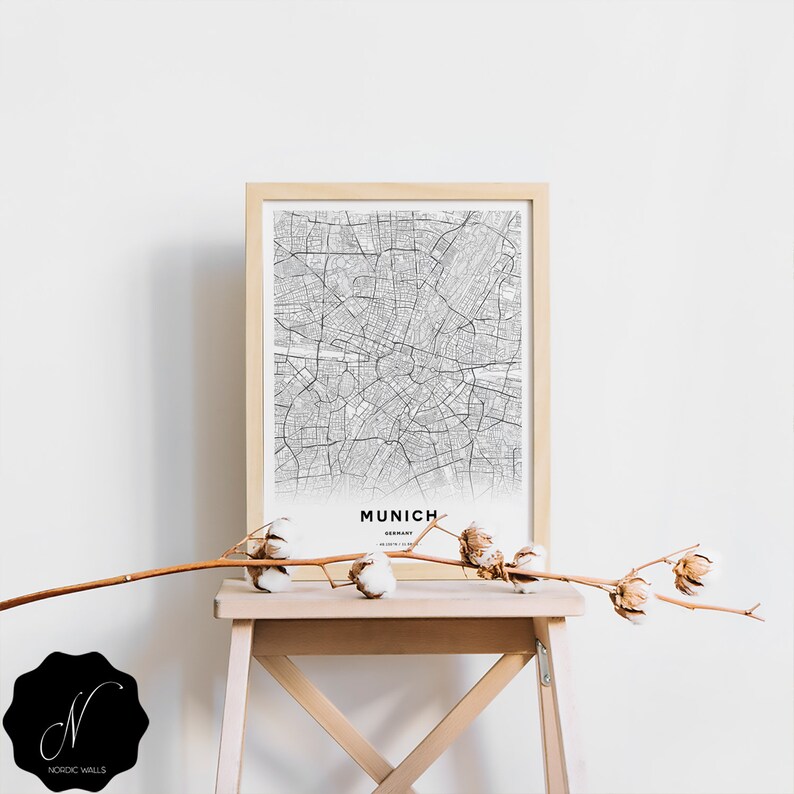 Munich Map Printable Wall Art Maps as Art Printable Map of - Etsy