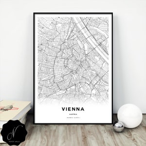 Vienna Map Printable Wall Art, Map Gifts, Vienna City Map Wall Art ...