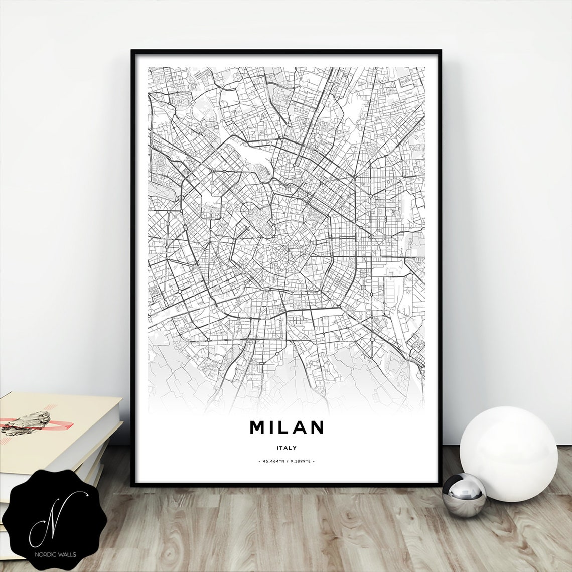 Milan Map Printable Wall Art Maps As Art Printable Map Of | Etsy