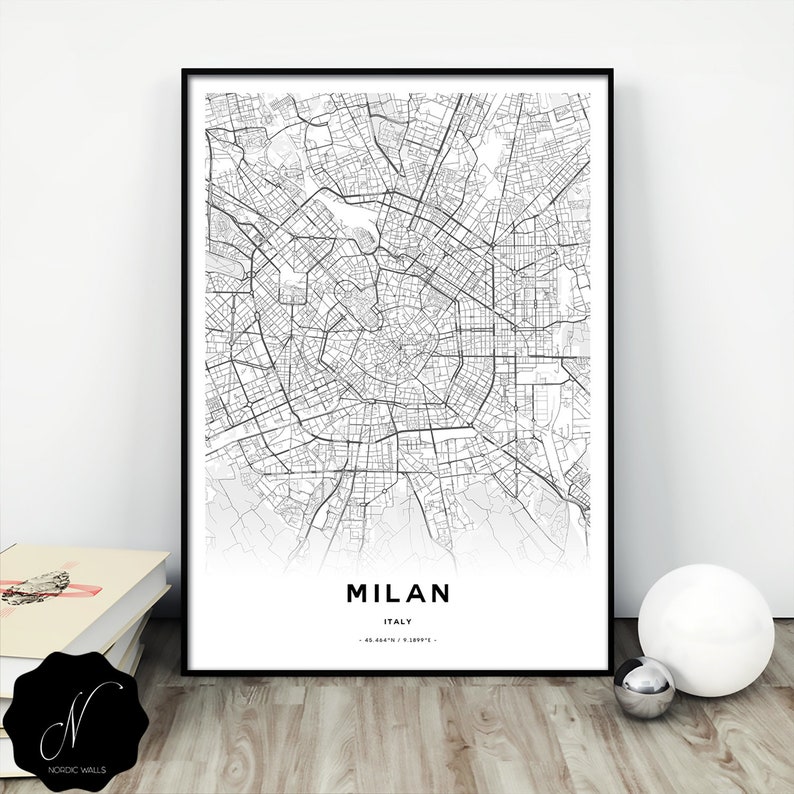 Milan Map Printable Wall Art Maps As Art Printable Map Of | Etsy