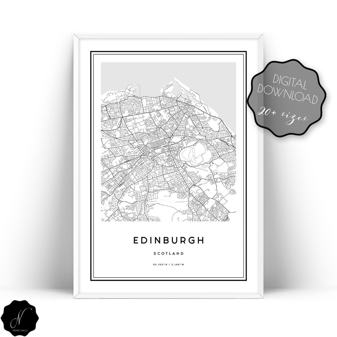 Edinburgh Map Printable Wall Art Map of Edinburgh Wall Art | Etsy