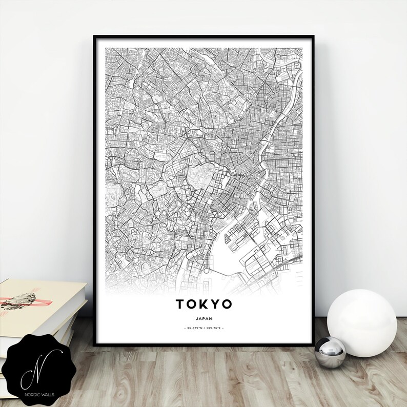 Tokyo Map Print Map As Art Printable Map Of Tokyo Wall Art | Etsy