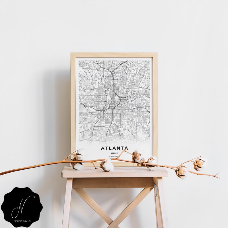 Atlanta Map Print Maps as Art Printable Map of Atlanta Wall | Etsy