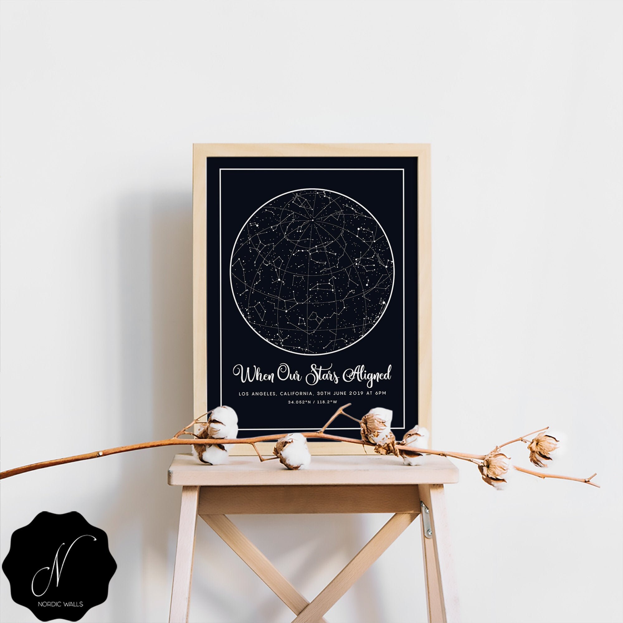 Star Map Printable First Anniversary Gift Engagement Gift | Etsy