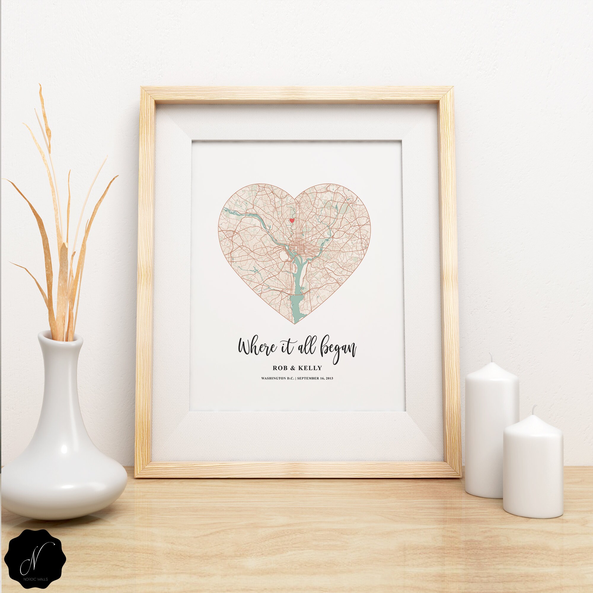 Where We Met Map, Where It All Began Personalized Custom Heart Map ...