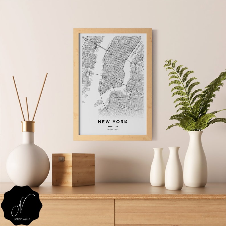 New York Map Print Manhattan Map Print Map Gifts Map as Art | Etsy