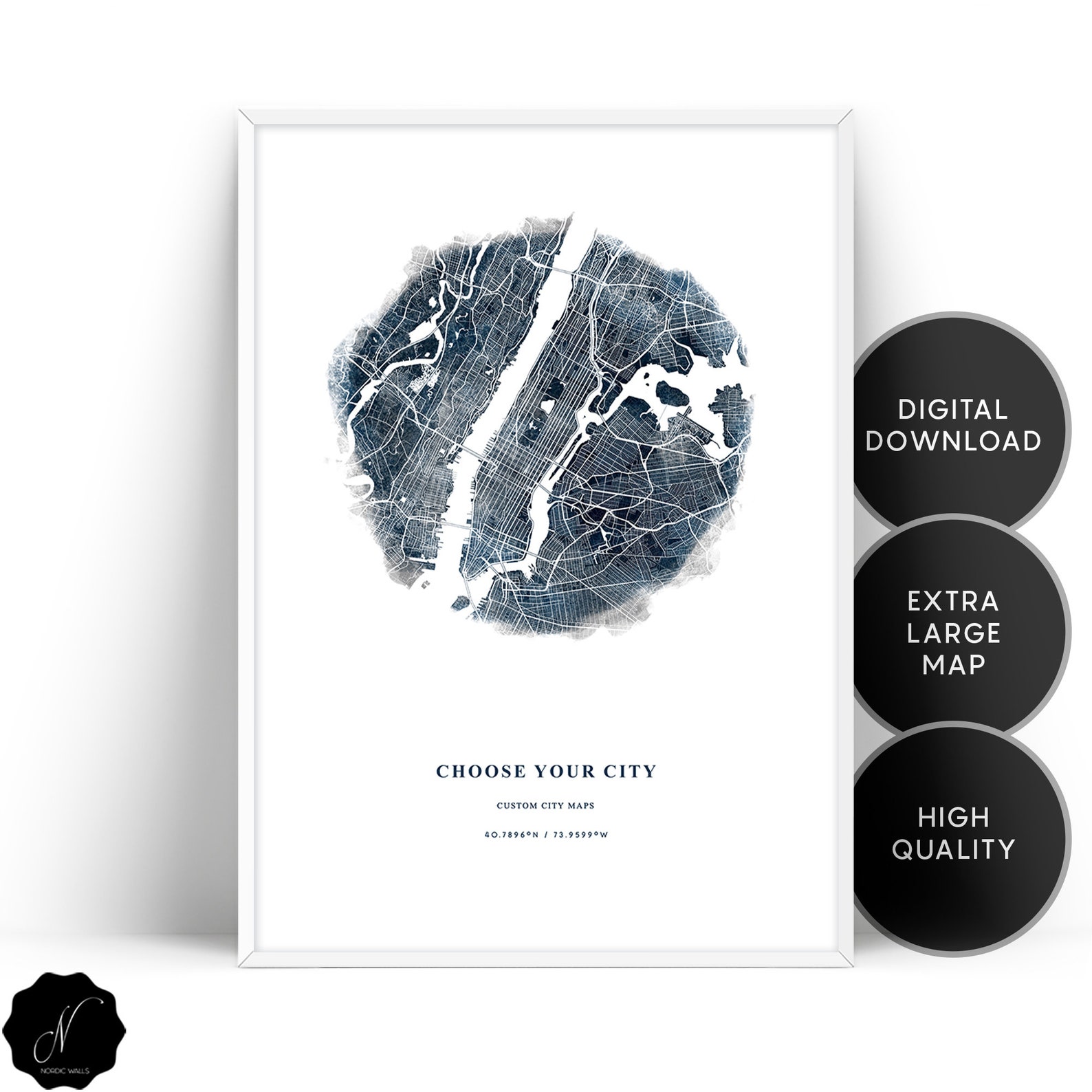 Printable Custom City Maps With Watercolor Background Custom | Etsy