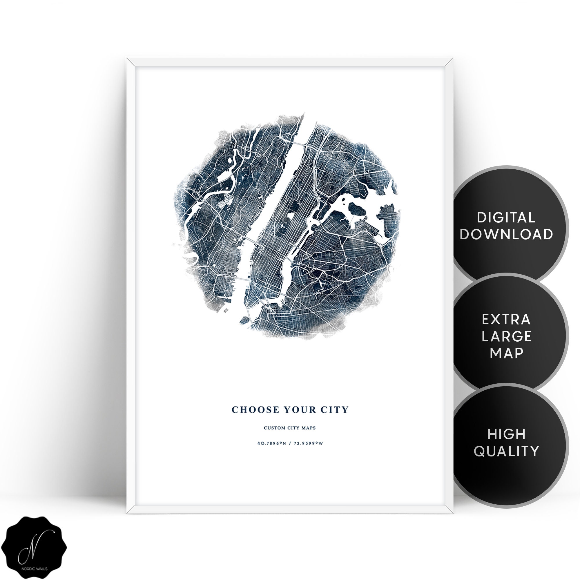 Printable Custom City Maps With Watercolor Background Custom | Etsy