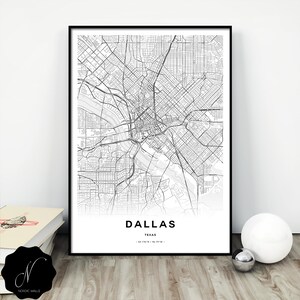 Dallas Map Print, Map Gifts, Printable Map of Dallas, Map as Art ...