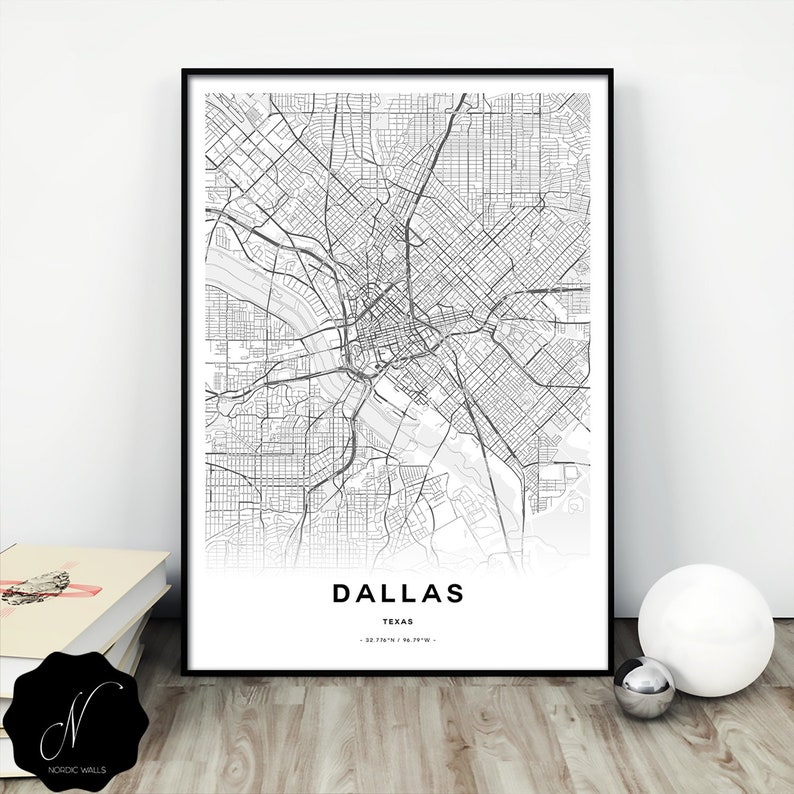 Dallas Map Print Map Gifts Printable Map of Dallas Map as - Etsy