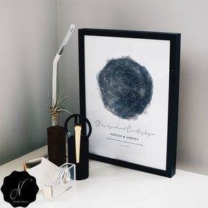 Custom Sky Map Wall Art, Custom Map Gift, Custom Star Map by Date ...