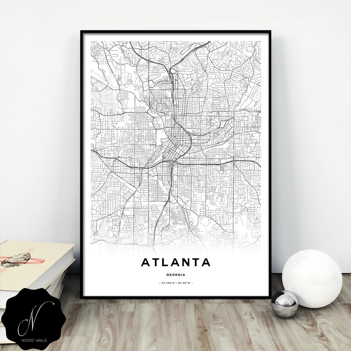 Atlanta Map Print Maps as Art Printable Map of Atlanta Wall | Etsy