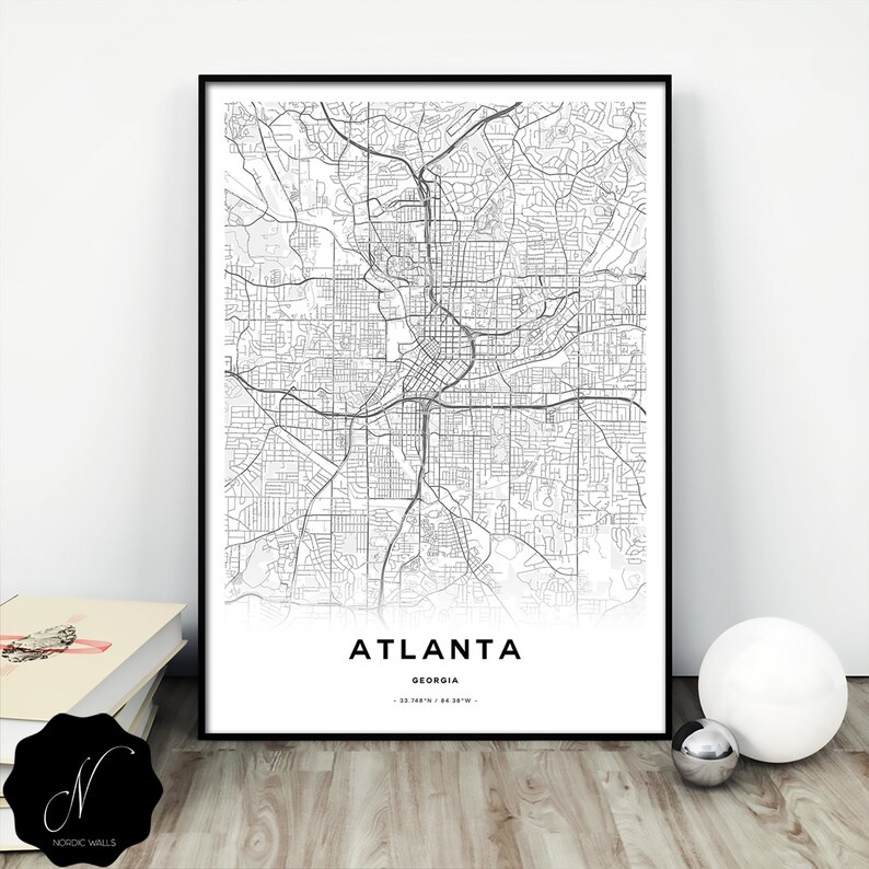 Atlanta Map Print Maps as Art Printable Map of Atlanta Wall | Etsy