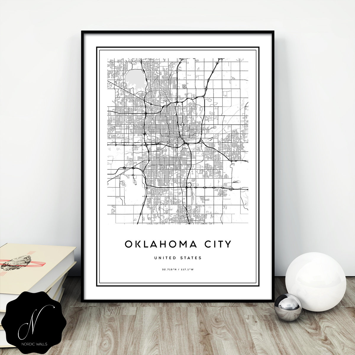 Oklahoma City Map Print Map Of Oklahoma Wall Art City Map | Etsy