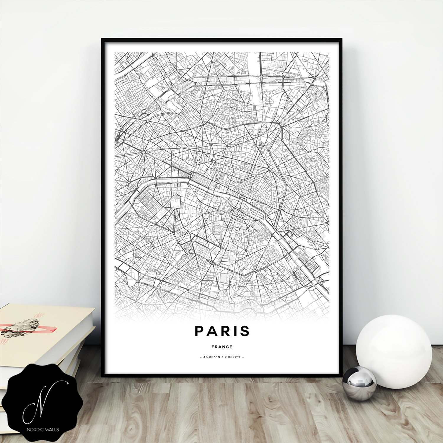 Paris Map Print Map As Art Printable Map Of Paris Map Wall | Etsy