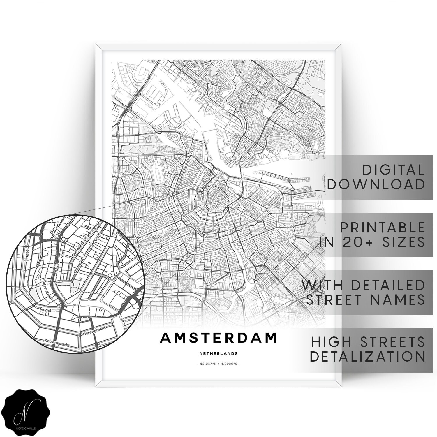 Amsterdam Map Print Maps as Art Amsterdam City Map Prints | Etsy