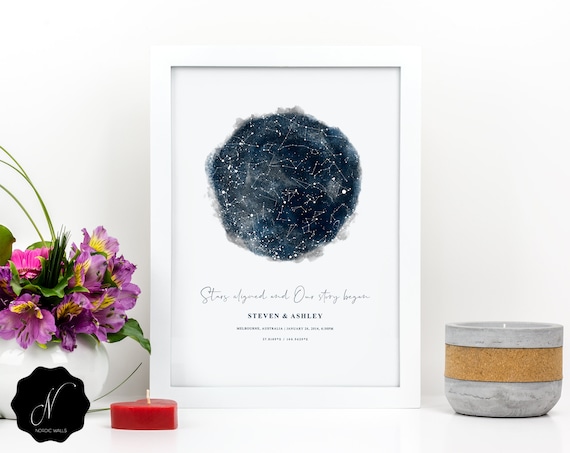 Custom Sky Map Wall Art Custom Map Gift Custom Star Map By | Etsy