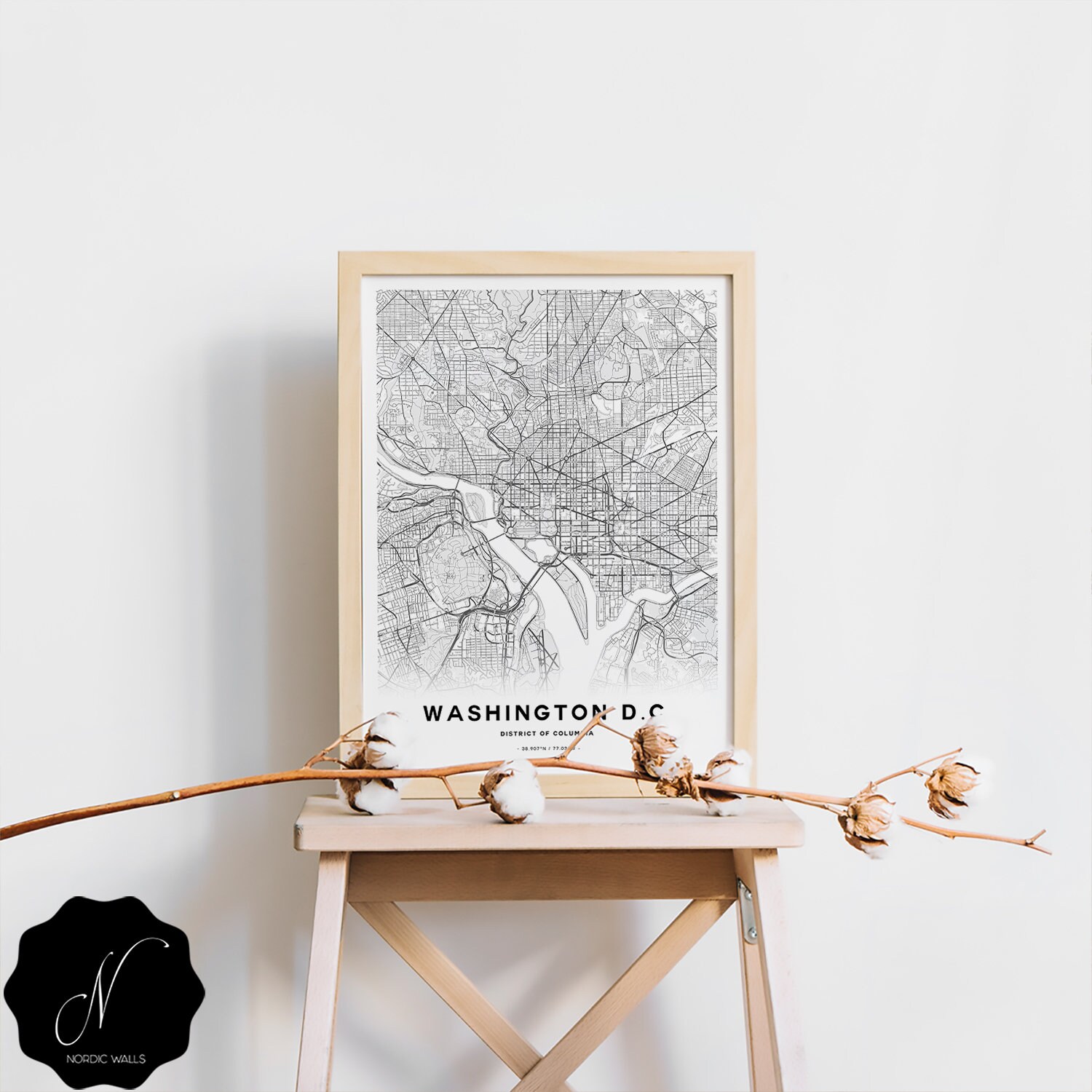 Washington DC Map Map Gifts Washington Map Printable Wall | Etsy