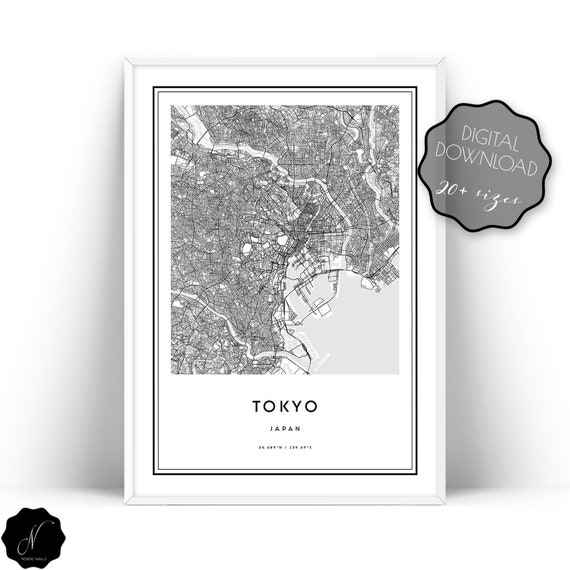 Tokyo Map Print Map Of Tokyo Tokyo Map Wall Art Prints | Etsy