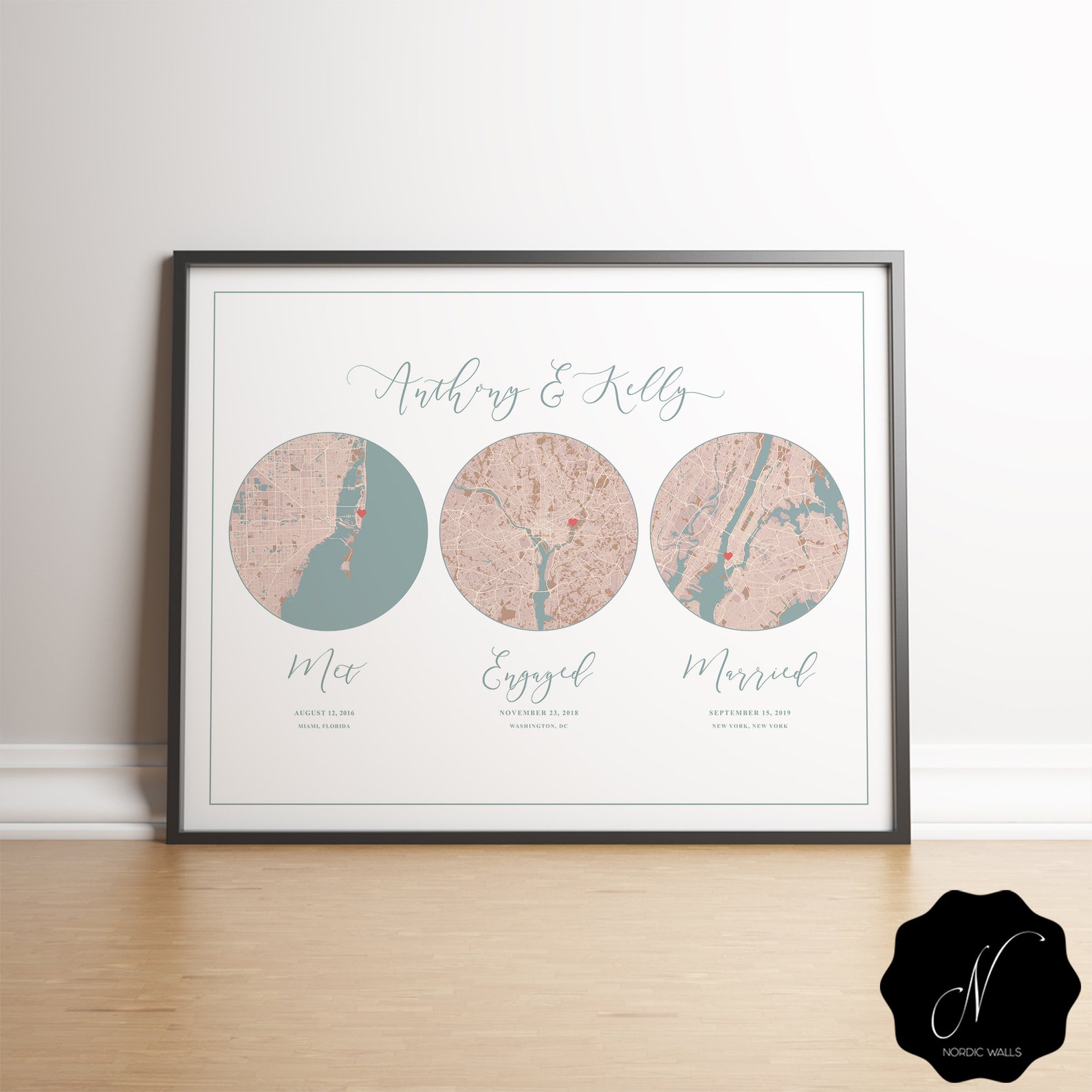 Met Engaged Married Custom Map Gift First Anniversary Gift | Etsy