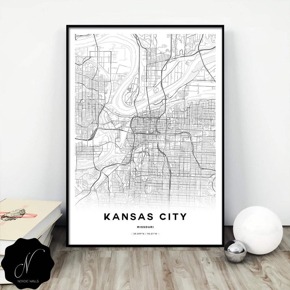 Kansas City Map Printable Wall Art Map Gifts Printable Map - Etsy
