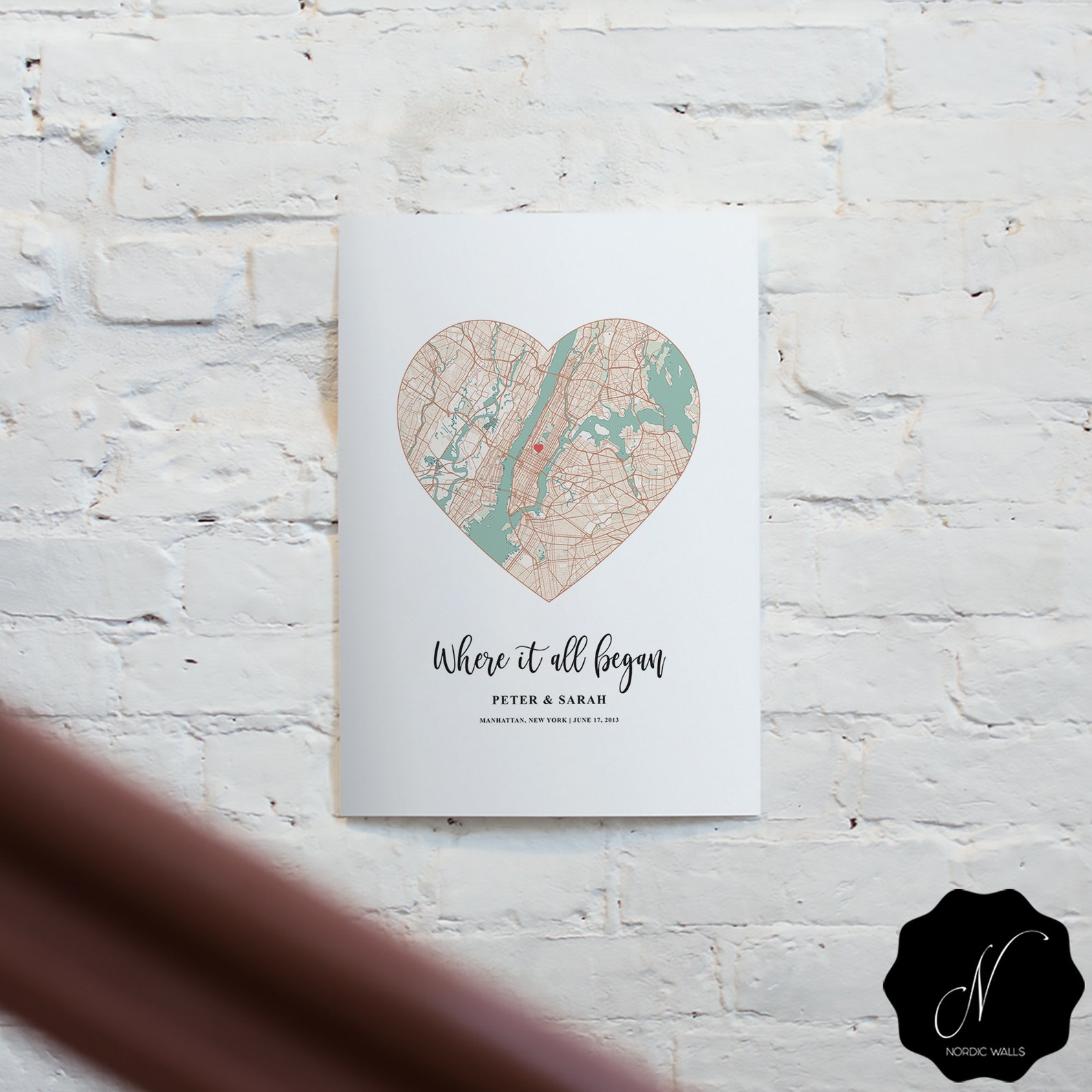 Where We Met Map, Where It All Began Personalized Custom Heart Map ...