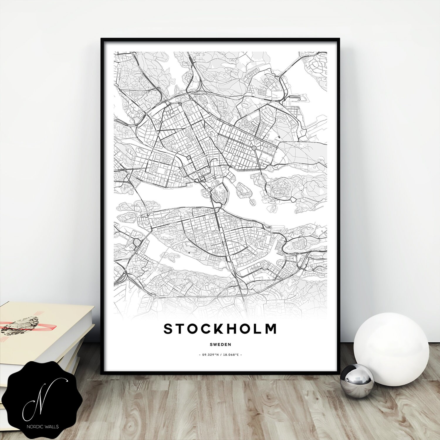 Estocolmo Mapa imprimible arte de pared impresiones de mapas - Etsy México